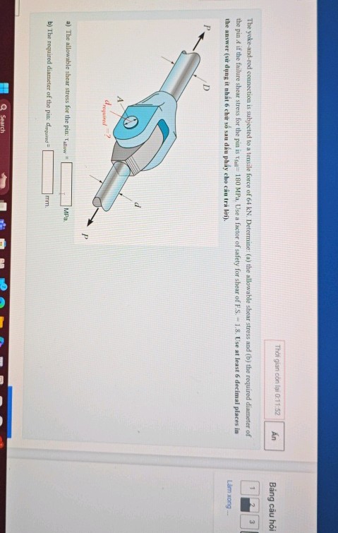 The yoke-and-rod connection is subjected to | StudyX