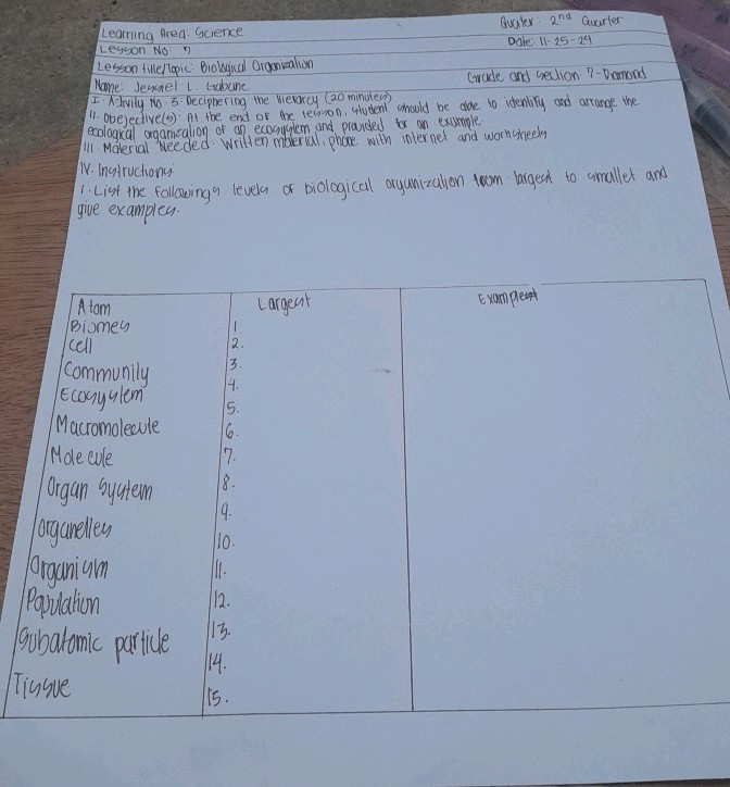 Learning Area Science Lesson No 7 Lesson | StudyX