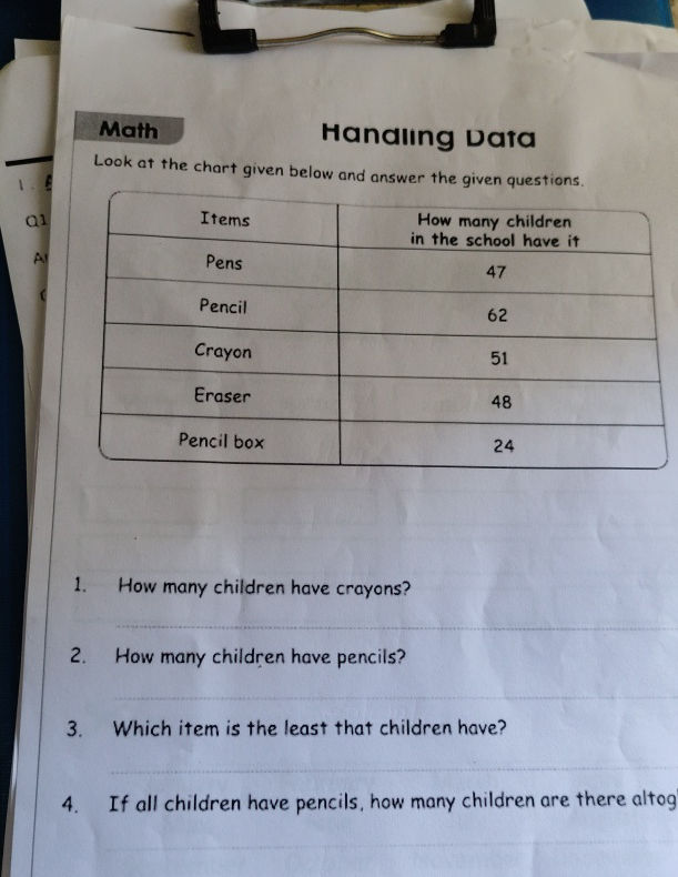 Math Handling Data Look at the chart given | StudyX