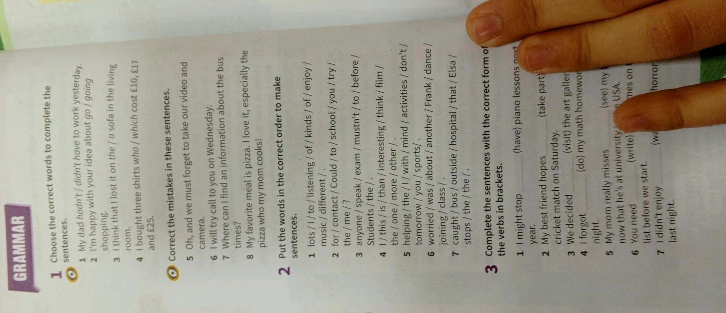 GRAMMAR 1 Choose the correct words to | StudyX