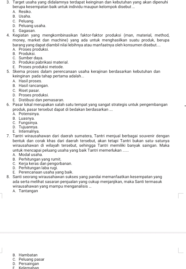 3 Target usaha yang didalamnya terdapat | StudyX