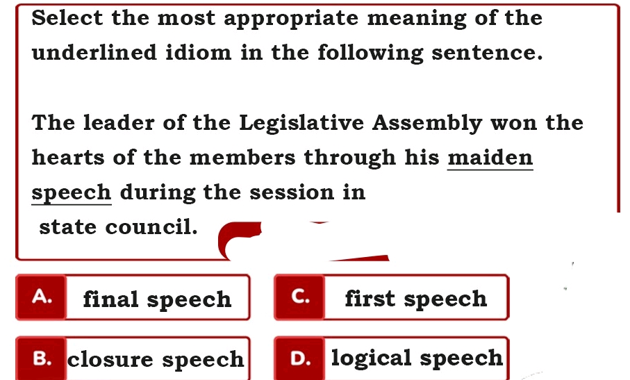 Select the most appropriate meaning of the | StudyX