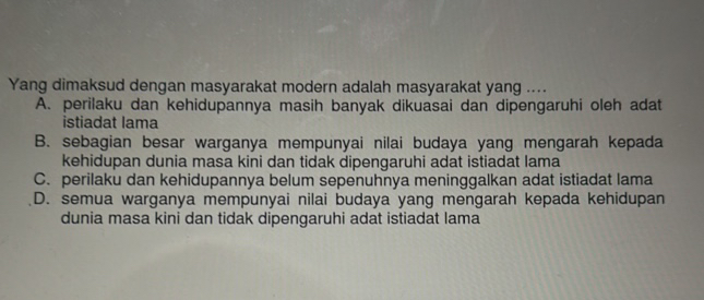 Yang dimaksud dengan masyarakat modern | StudyX
