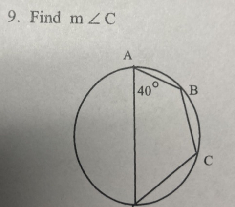 9 Find mC Diagram shows a circle with points | StudyX