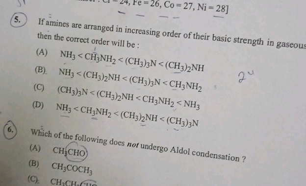 5 If amines are arranged in increasing order | StudyX