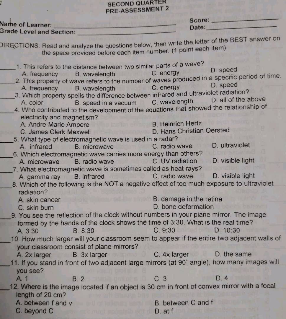 DIRECTIONS Read and analyze the questions | StudyX
