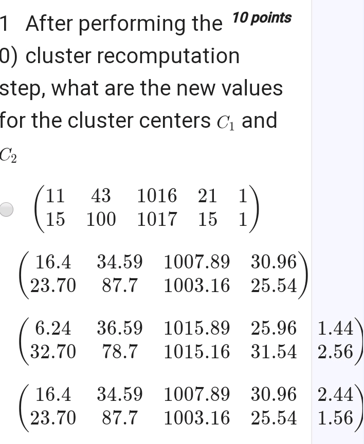 1 After performing the 10 points 10) cluster | StudyX