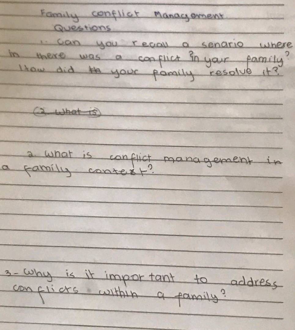 Family conflict Management Questions 1 Can | StudyX