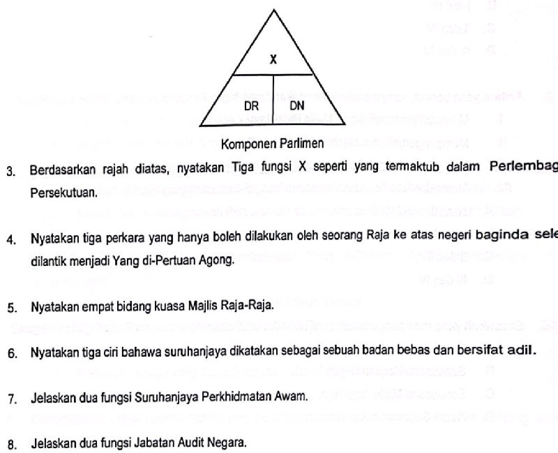 X DR DN Komponen Parlimen 3 Berdasarkan | StudyX