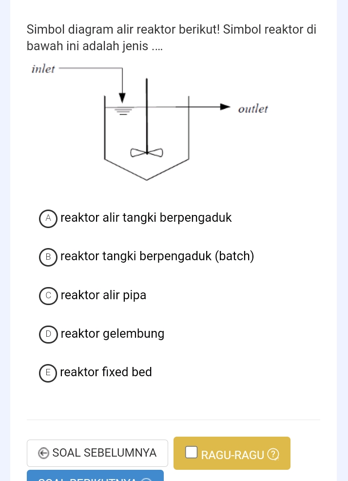 Simbol diagram alir reaktor berikut Simbol | StudyX