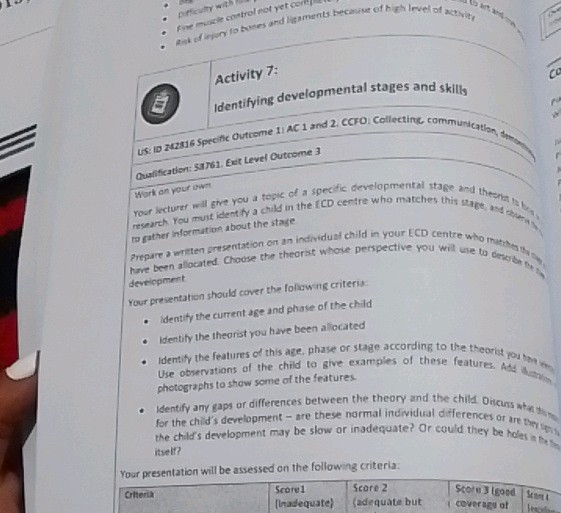 Activity 7 Identifying developmental stages | StudyX
