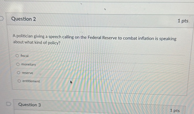 Question 2 1 pts A politician giving a | StudyX