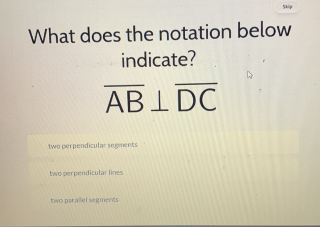 What does the notation below indicate AB DC | StudyX