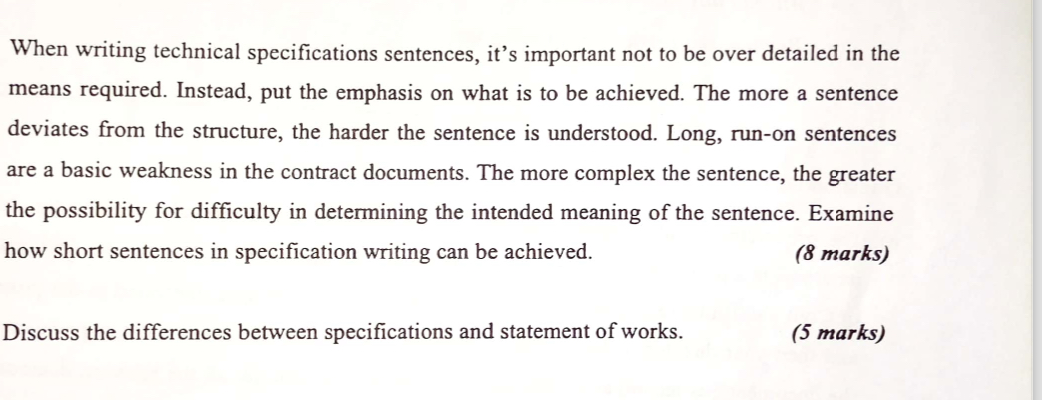 When writing technical specifications | StudyX