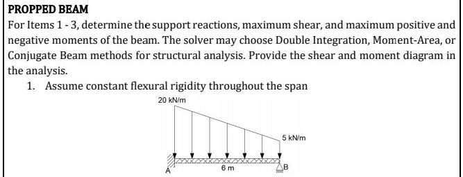 PROPPED BEAM For Items 1-3 determine the | StudyX