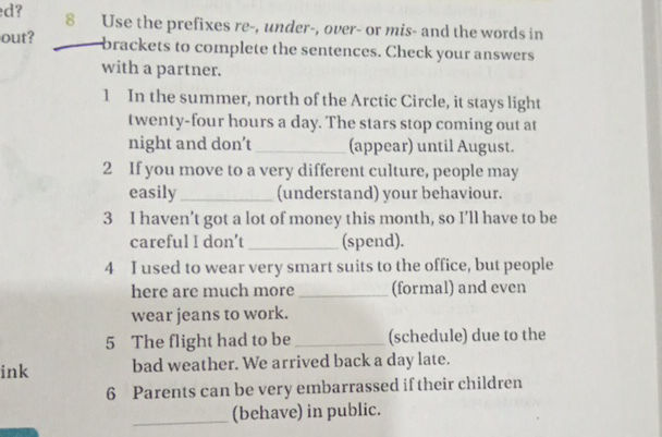 Use the prefixes re- under- over- or mis- | StudyX