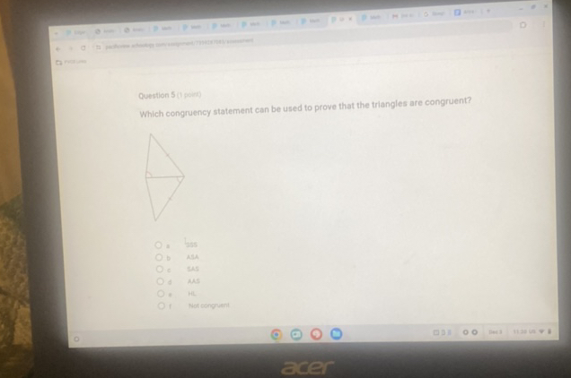 Question 5 (1 point) Which congruency | StudyX