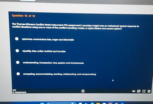 Question 10 of 10 The Thomas-Kilmann | StudyX