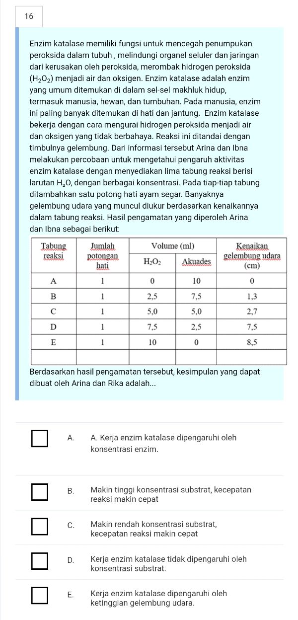 Enzim katalase memiliki fungsi untuk | StudyX