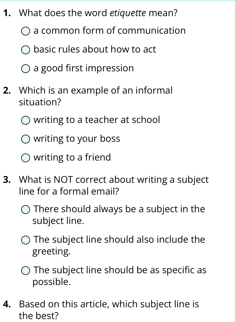 1 What does the word etiquette mean a | StudyX