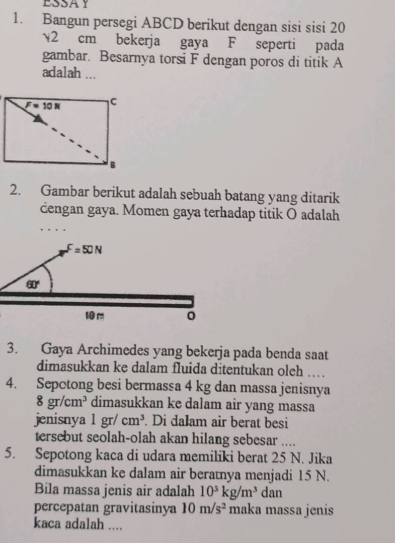 1 Bangun persegi ABCD berikut dengan sisi | StudyX