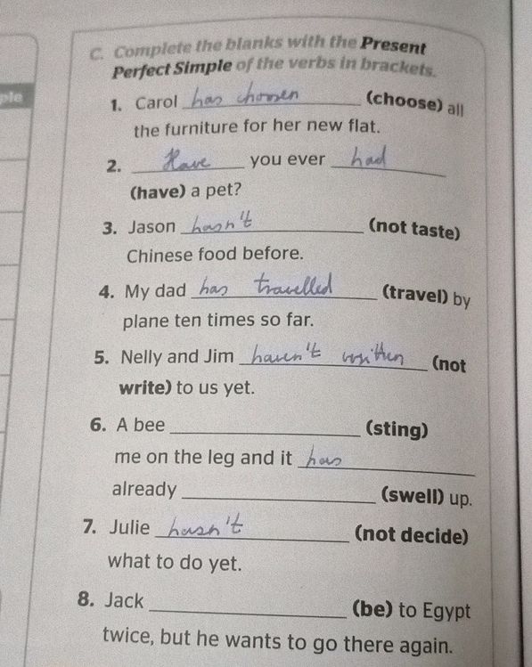 C Complete the blanks with the Present | StudyX