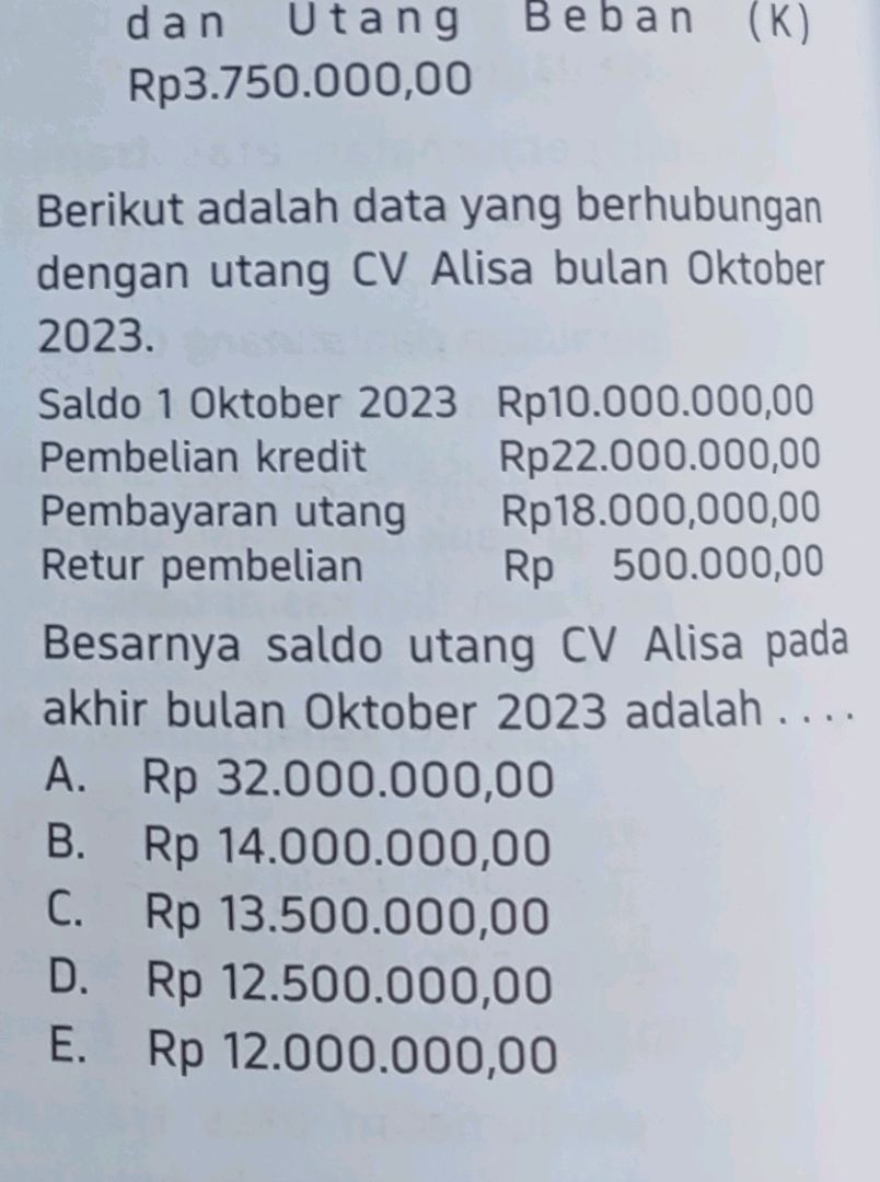 dan Utang Beban (K) Rp375000000 Berikut | StudyX