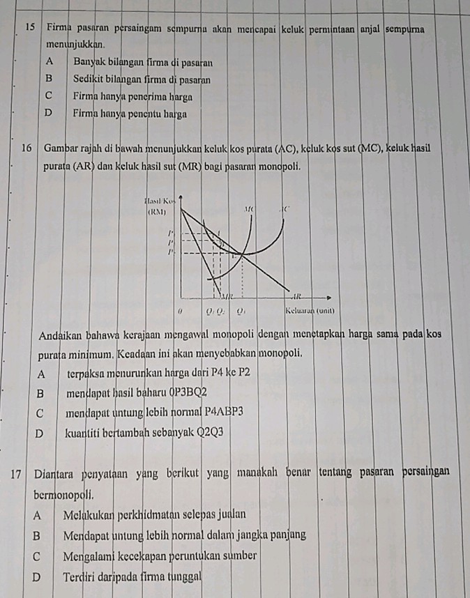 15 Firma pasaran persaingam sempurna akan | StudyX