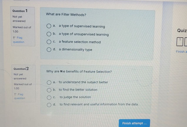 Question 1 What are Filter Methods a a type | StudyX