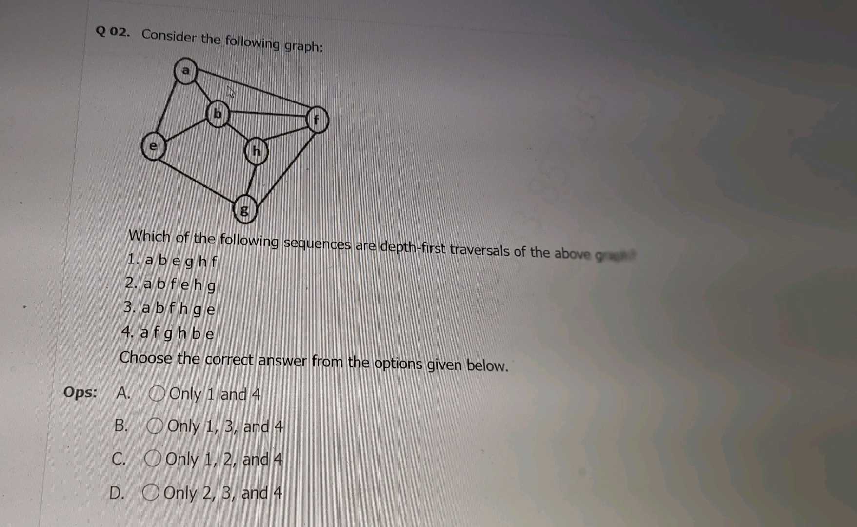 Q02 Consider the following graph Graph Image | StudyX