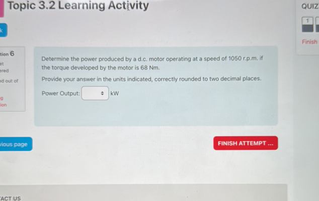 Determine the power produced by a dc motor | StudyX