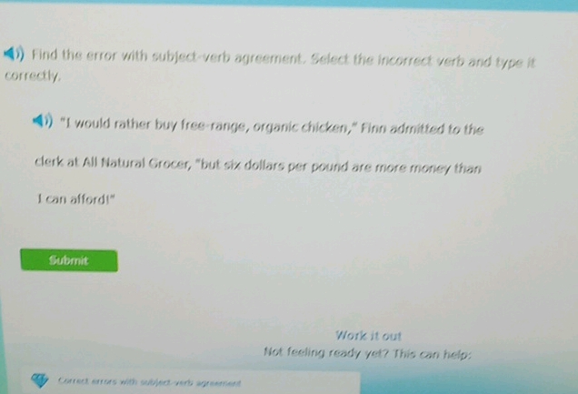 Find the error with subject-verb agreement | StudyX