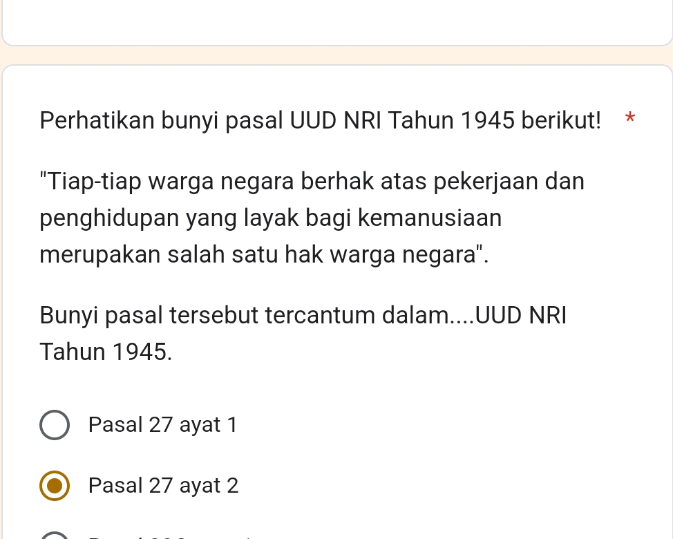 Perhatikan bunyi pasal UUD NRI Tahun 1945 | StudyX