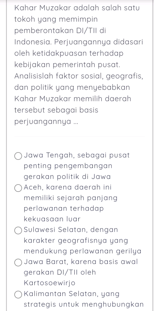 Kahar Muzakar adalah salah satu tokoh yang | StudyX