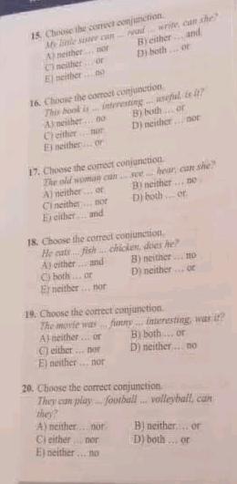 15 Choose the correct conjunction My little | StudyX
