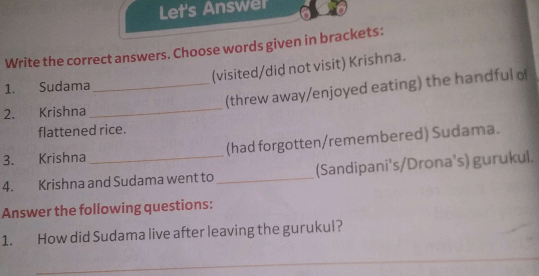 Write the correct answers Choose words given | StudyX