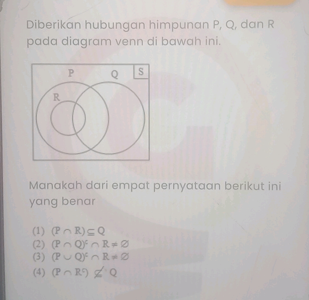 Diberikan hubungan himpunan P Q dan R pada | StudyX