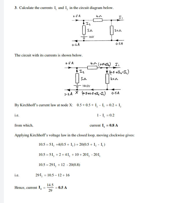 3 Calculate the currents I1 and I2 in the | StudyX