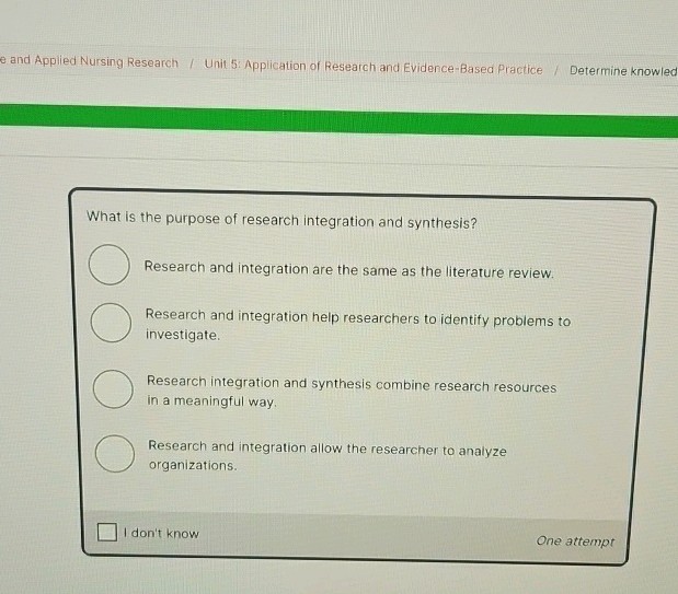What is the purpose of research integration | StudyX