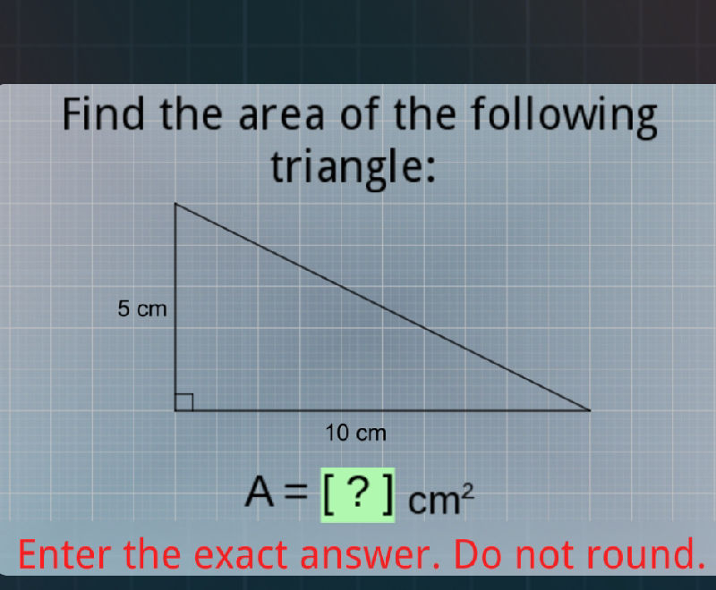 Find the area of the following triangle | StudyX