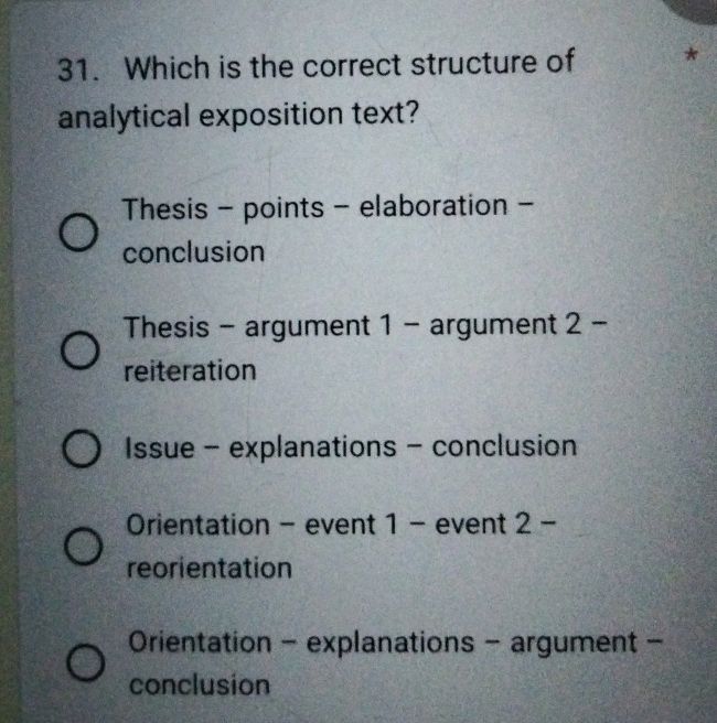 31 Which is the correct structure of | StudyX