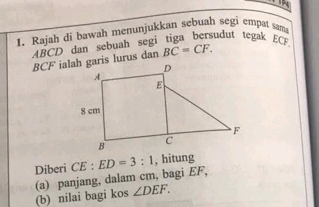 1 Rajah di bawah menunjukkan sebuah segi | StudyX