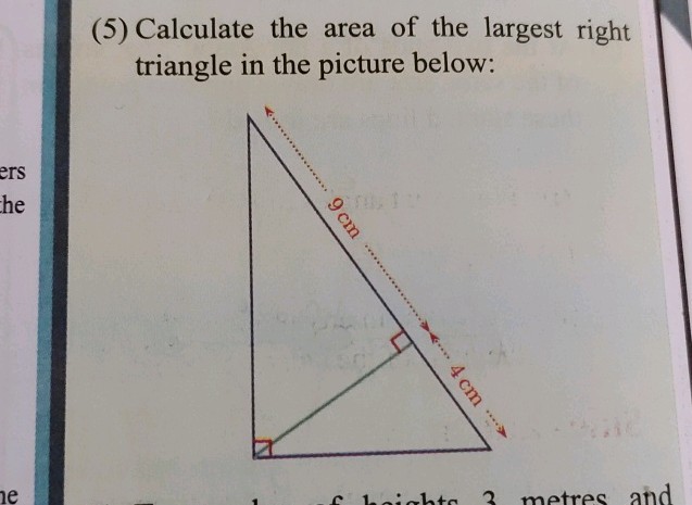 5 Calculate the area of the largest right | StudyX