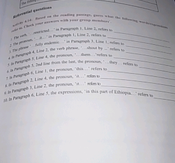 Referential questions Activity 414 Based on | StudyX