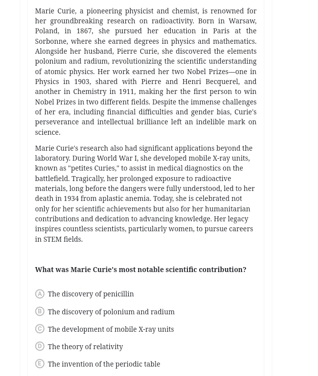 Marie Curie a pioneering physicist and | StudyX
