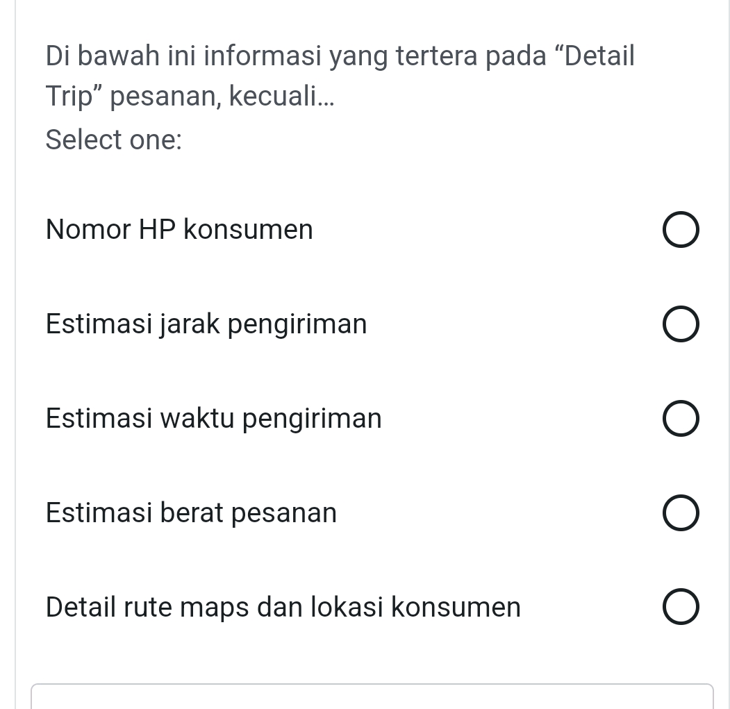 Di bawah ini informasi yang tertera pada