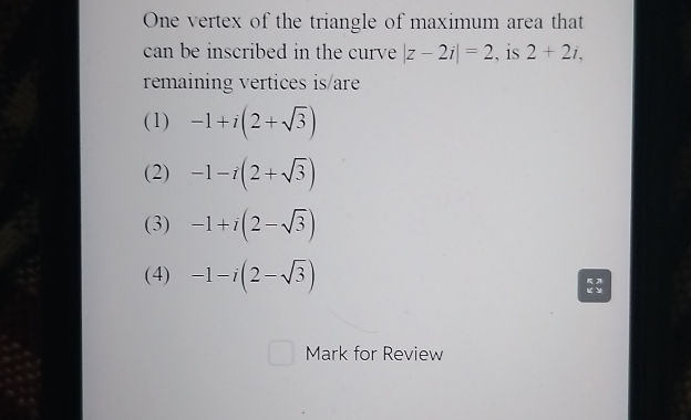 One vertex of the triangle of maximum area | StudyX