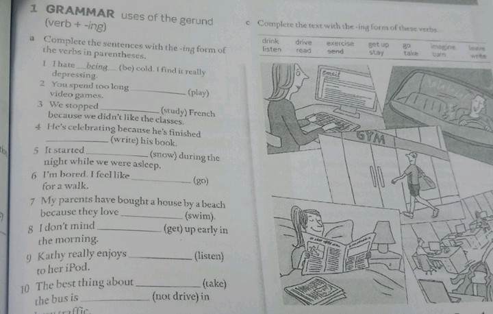 1 GRAMMAR uses of the gerund (verb + -ing) a | StudyX