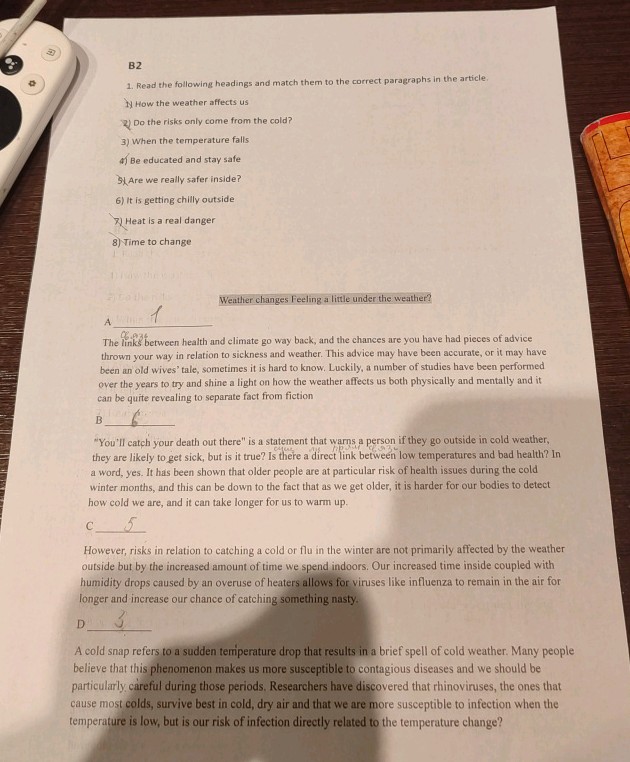 1 Read the following headings and match them | StudyX