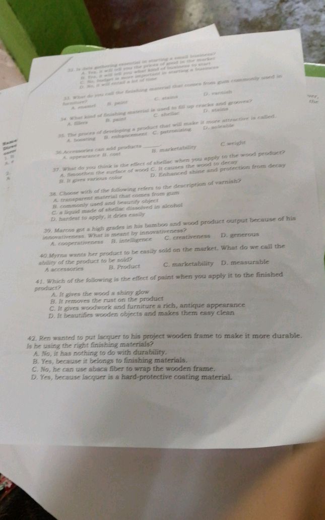 33 What do you call the finishing material | StudyX